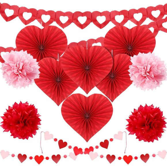 Other | 13 Pcs Valentines Day Heart Paper Craft Kit Party Decorations ...